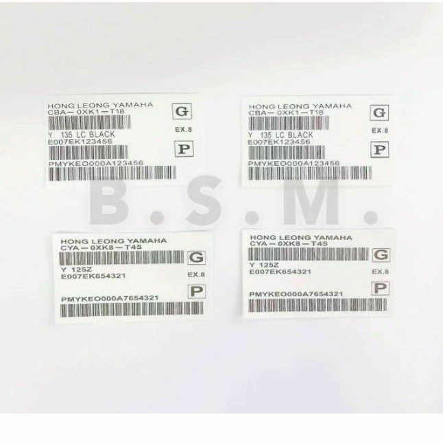 YAMAHA MOTORCYCLE STICKER BARCODE LC135 / Y125Z | Shopee Malaysia