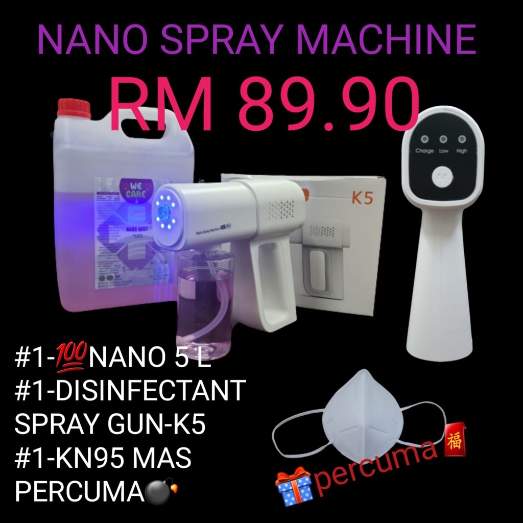 🔥Ready stock🔥New 2021 Model K5 Wireless Nano Atomizer spray Disinfection spray Gun Sanitizer ...