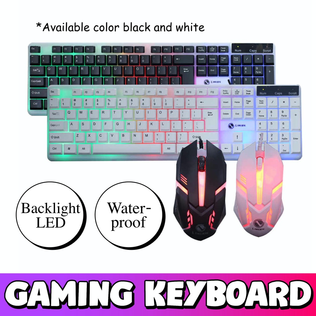 G21B Keyboard Mouse Set Rainbow-Color Backlight Set Keyboard dan ...