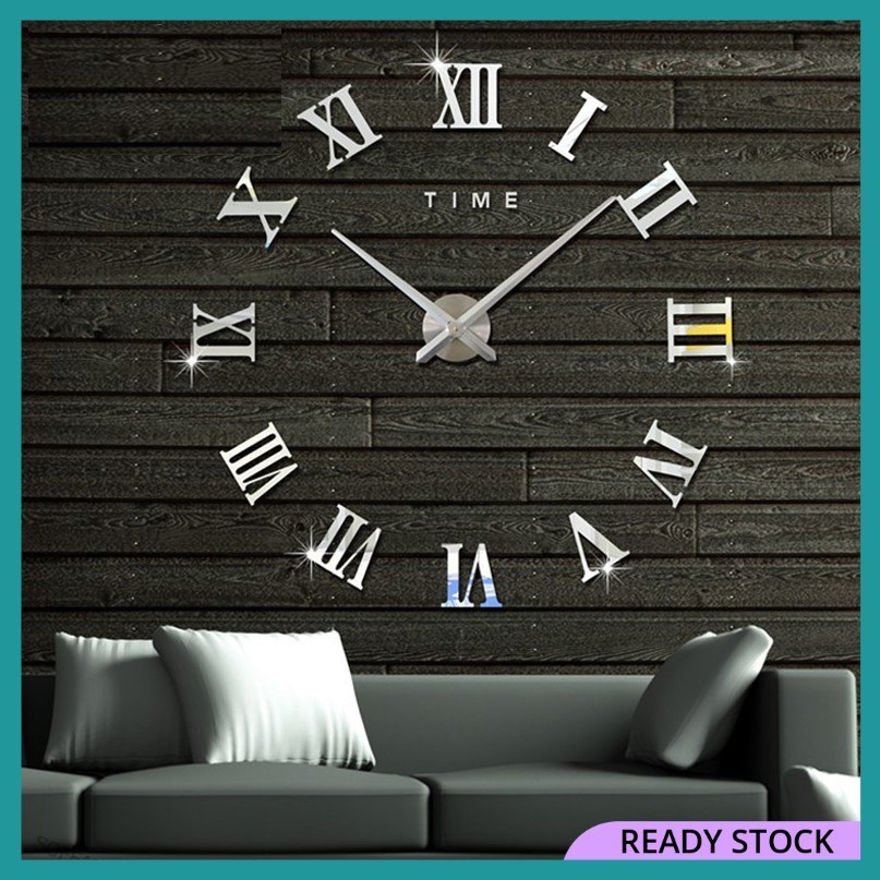 Roman Numeral Wall Clock DIY Wall Ornament Home Office Hotel Jam ...