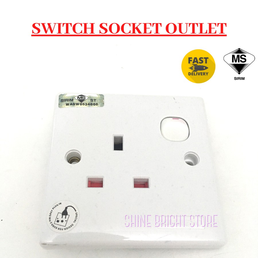 13A SWITCH SOCKET OUTLET / SUIS SOKET 13AMP / 13A 3PIN SWITCH SOCKET ...
