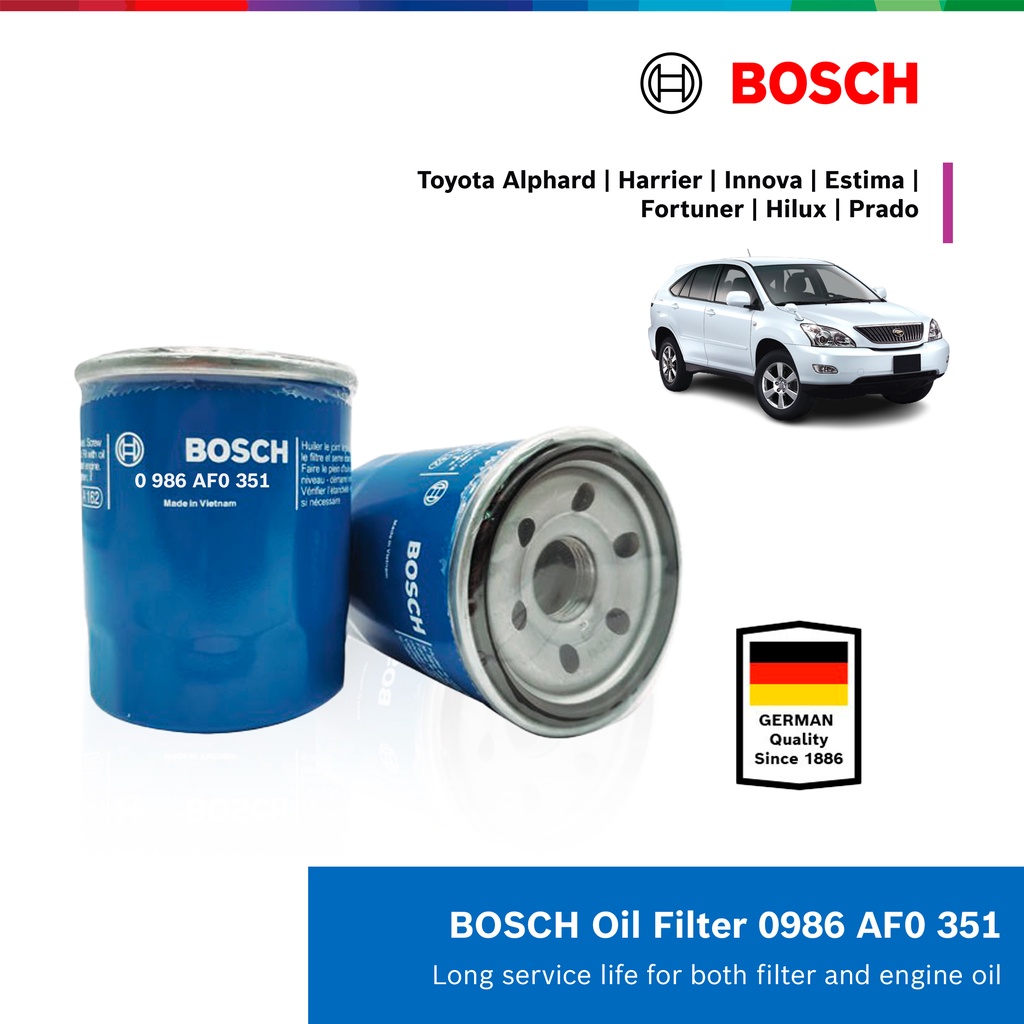 Bosch Oil Filter for Toyota Innova/Camry/Estima/Fortuner/Hilux/Harrier ...