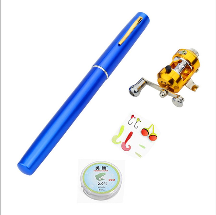Mini Pocket Telescopic Fishing Pole Rod Set Aluminum Alloy Pen ...