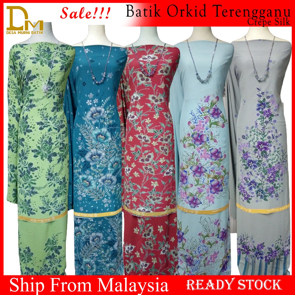 Batik Sutera Terengganu - Crepe Silk Orkid | Kain Sutera Crepe Premium ...