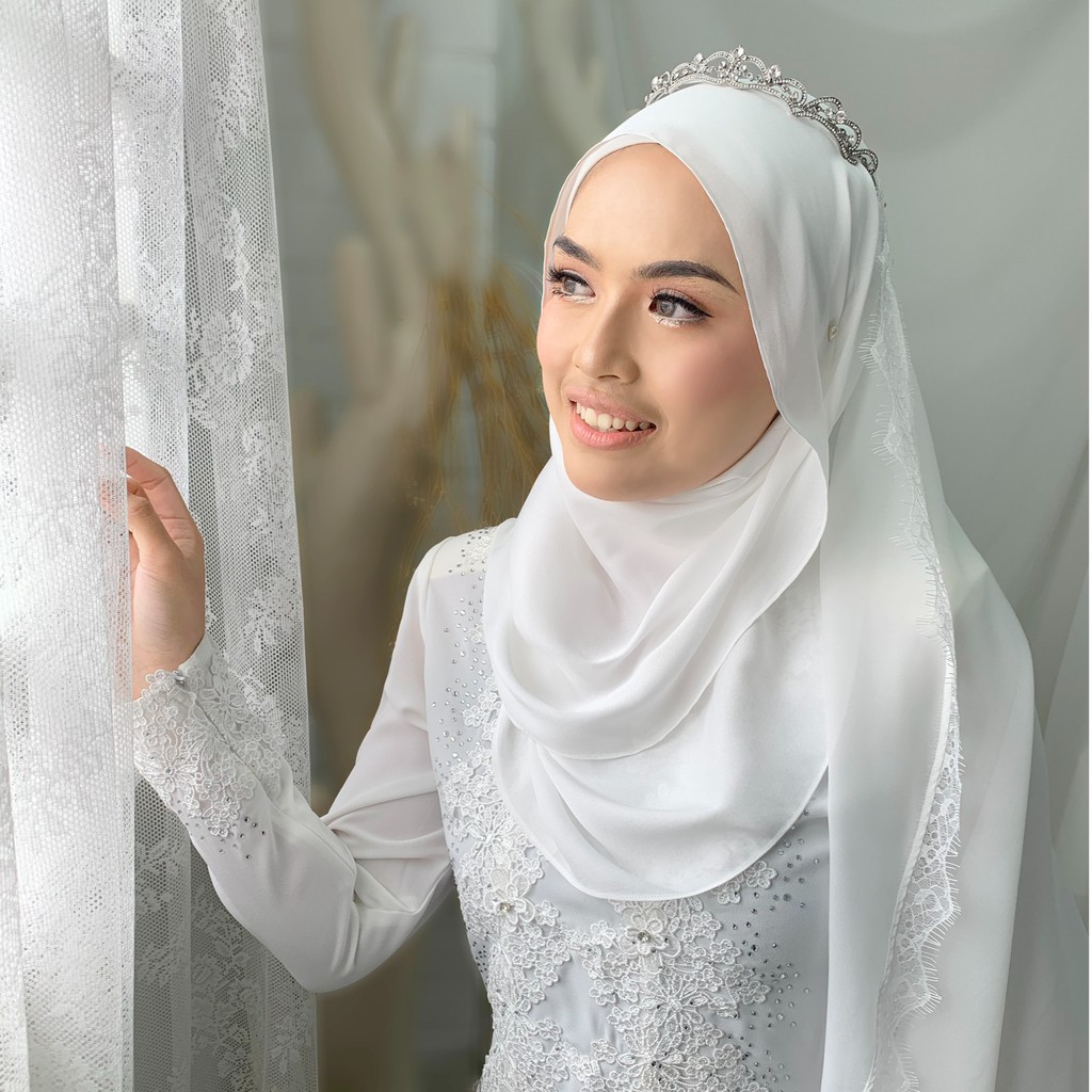 SELENDANG NIKAH SAIRA SELENDANG OFF WHITE SHAWL BRIDE | Shopee Malaysia