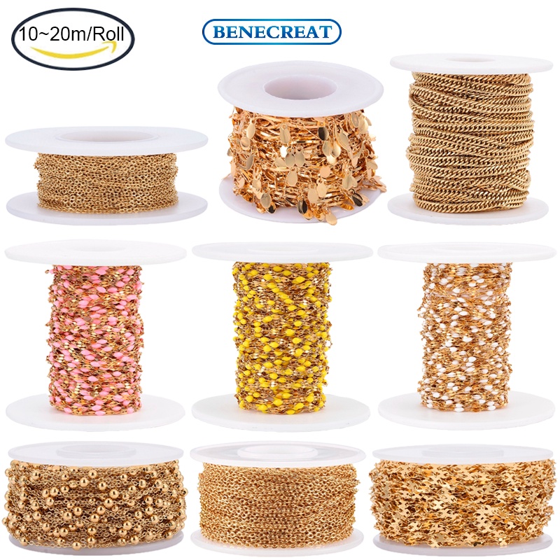 Benecreat 10m ~ 20m Vacuum Plating 304 Stainless Steel Rolo Chains ...