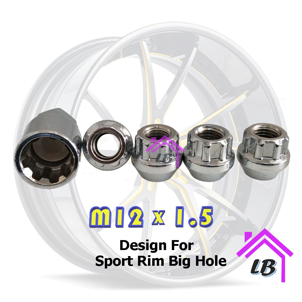Wheel Lock Anti Theft Lock Nut Wheel Nut Sport Rim Skru Tayar Kereta ...