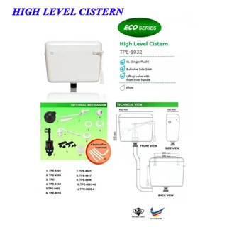HIGH LEVEL Vinyl Eco Cistern Lift Up Valve 6L Complete Set High Level ...