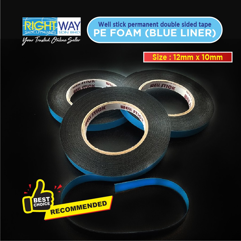 WELL STICK PERMANENT DOUBLE SIDED TAPE - PE FOAM (BLUE LINER) | Shopee ...