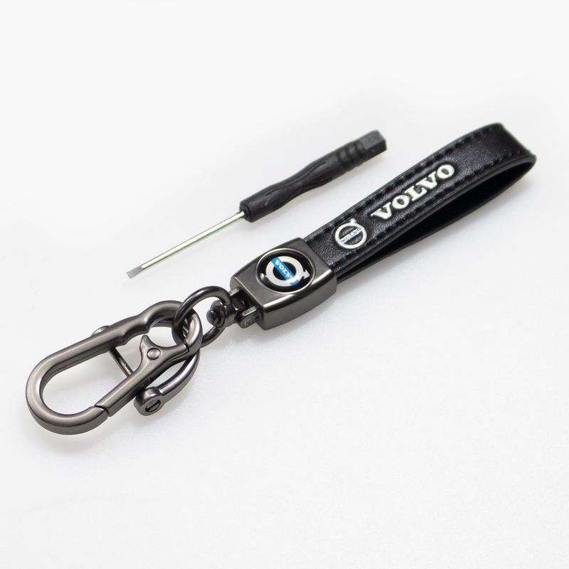 High Grade Car Key Buckle Black PU Leather Key Ring Creative Car Logo ...