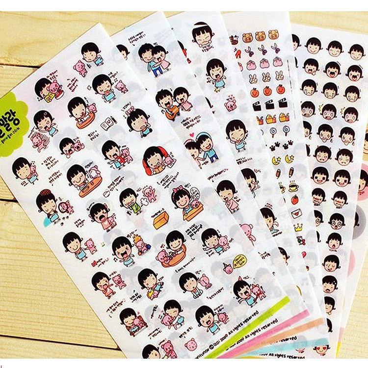 Cartoon Stickers Cute Korean Style (6 Sheets Pack) | Shopee Malaysia