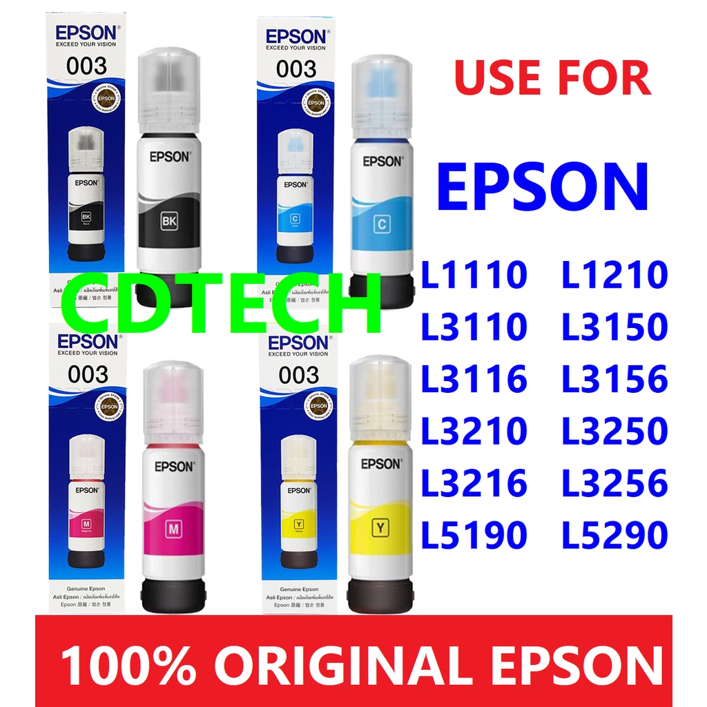Original Epson 003 Ink L1110,L1210,L3110,L3150,L3116,L3156,L3210,L3250 ...