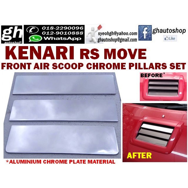 KENARI MOVE RS L9 front air scoop part chrome pillars cover set (3pcs ...