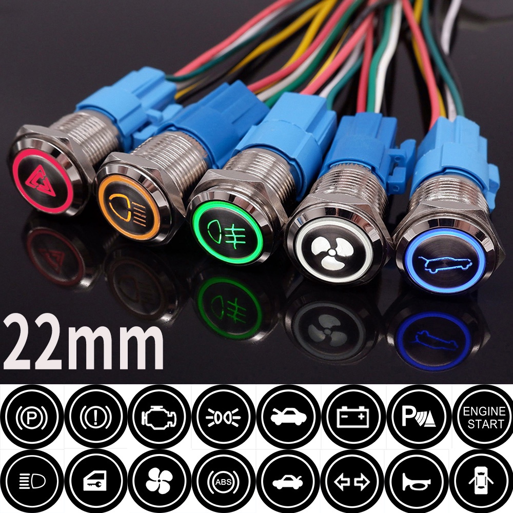 22mm Metal Push Button Switch Customizable Button Flat Head Self-reset ...