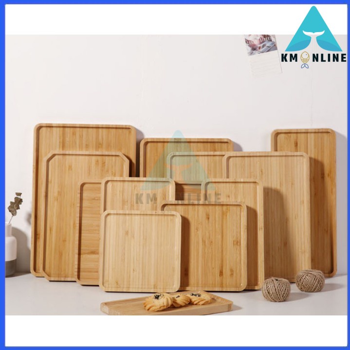 Japanese bamboo square tray solid wood tea set tray home breakfast tray ...