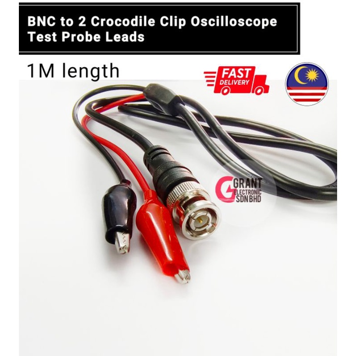 BNC to 2 Crocodile Clip Oscilloscope Test Probe Leads | Shopee Malaysia