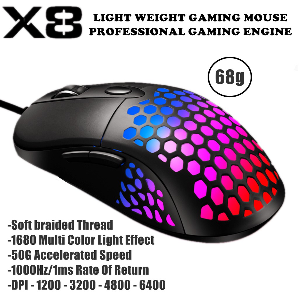 🔥READY STOCK MALAYSIA🔥 Leaven Light Weight Gaming Mouse X8 With Cool ...