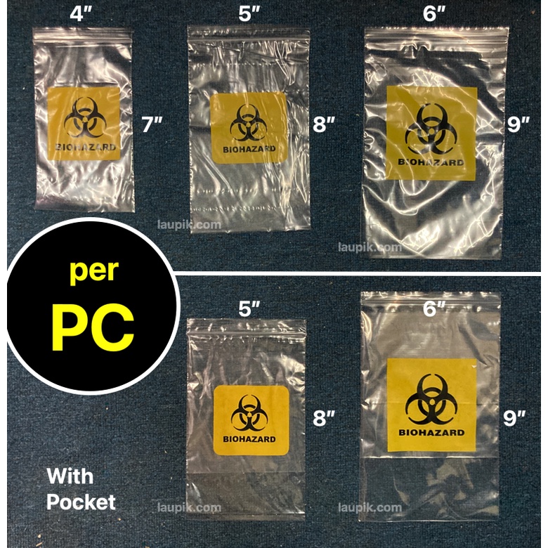 Biohazard Sample Zipper Bag / With Pocket (Kangaroo Bag) [ per PC ...