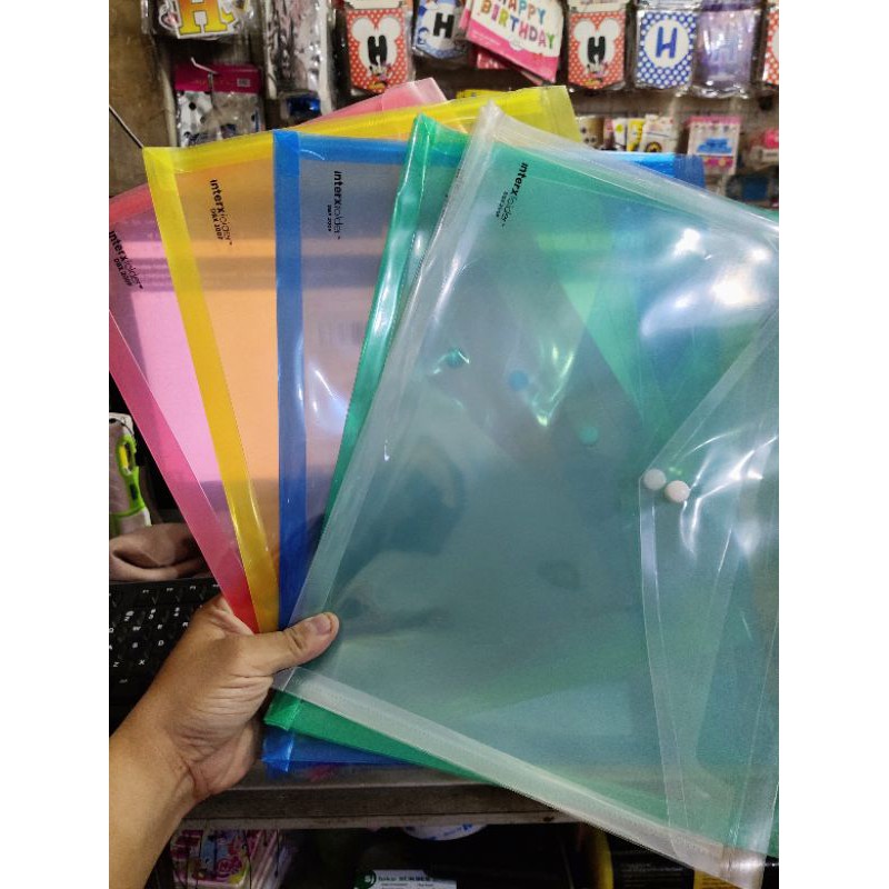 Button Folio /F4 InterX plastic folder clear colored folder (1 pcs ...
