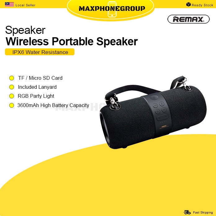 REMAX HI-FI Wireless Bluetooth Speaker RB-M55 With RGB Party Light,360 Surround Sound,TWS ...