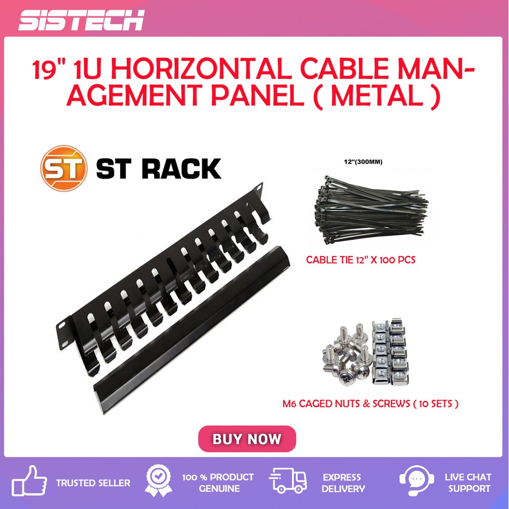 19" 1U Horizontal Cable Management Panel ( Metal ) | Shopee Malaysia
