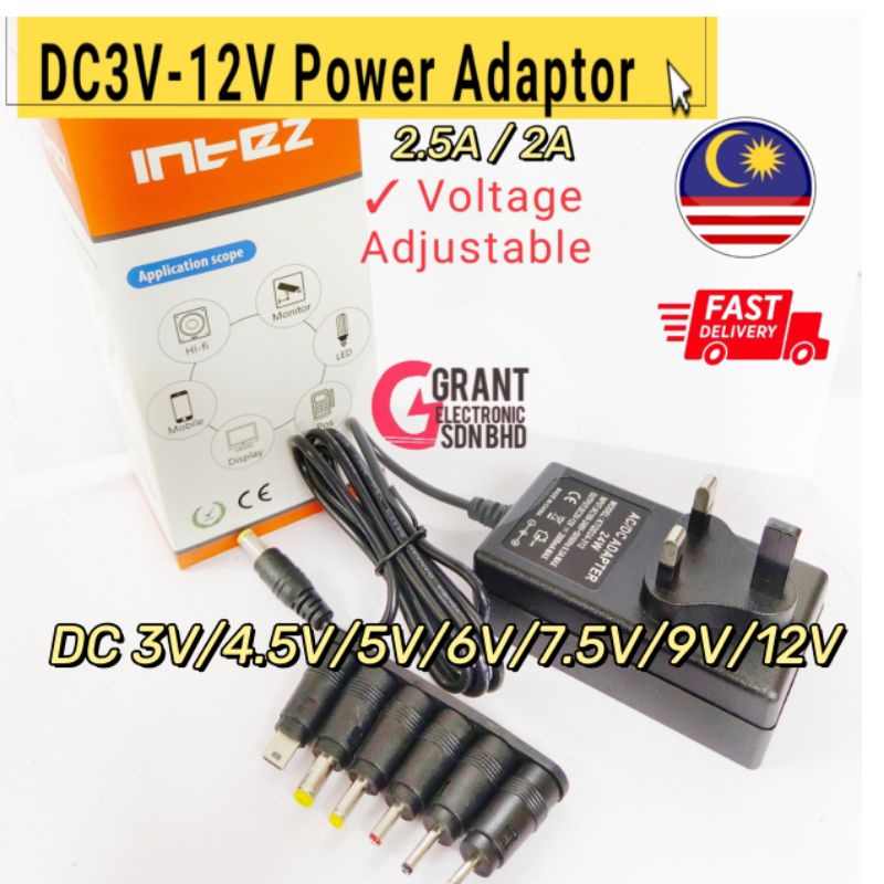 AC to DC Power Adaptor DC3V-12V Multi Voltage Adaptor DC3V DC4.5V DC5V DC6V 2.5A DC7.5V DC9V ...