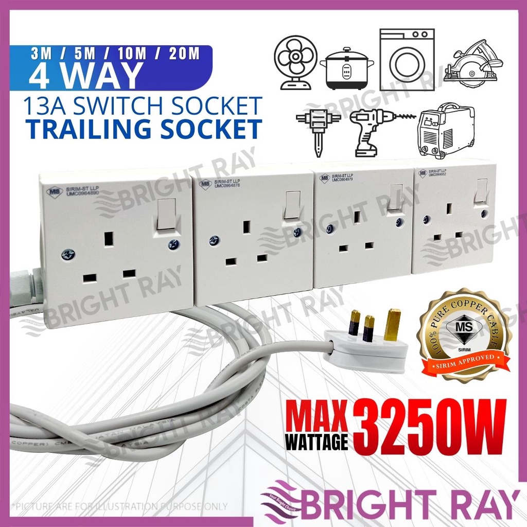 SIRIM 4WAY Bakelite Portable Extension Socket Outlet Extension Plug w ...