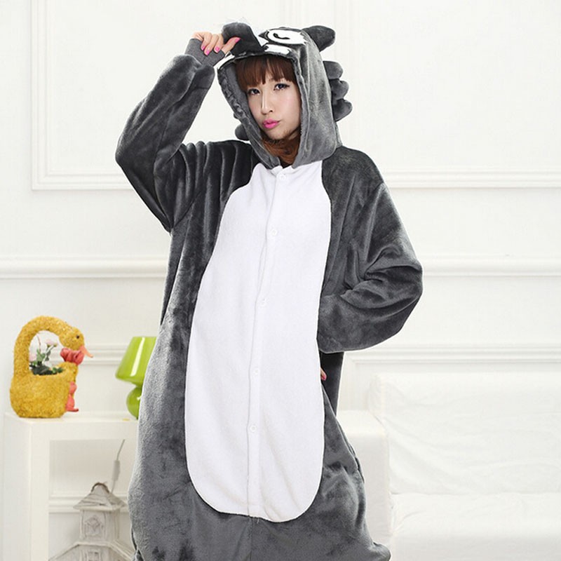 Timber Wolf Onesie For Adult Women Warm Animal Cosplay Costume pajama ...