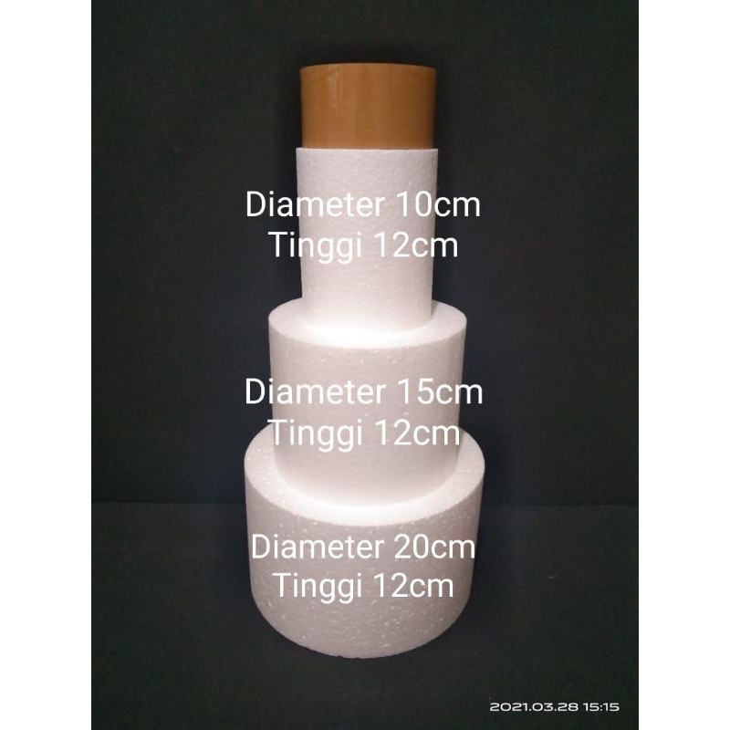 3 Tiers 36cm High Dummy Cake Styrofoam Cork Round Cake Tier Set ...
