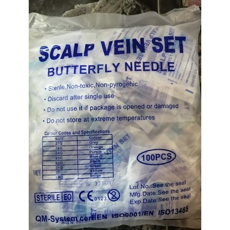 21G/22G/23G/25G/27G SCALP VEIN SET BUTTERFLY NEEDLE (50-100pcs ...