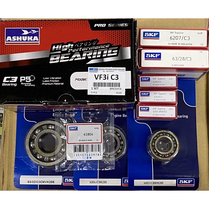 SYM VF3 VF3I 185CC (C3) SKF ENGINE BEARING SET ORIGINAL ASUKA | Shopee ...