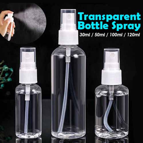 SG Transparent Spray Mist Bottle 30ml/50ml/100ml/120ml Refillable Empty ...