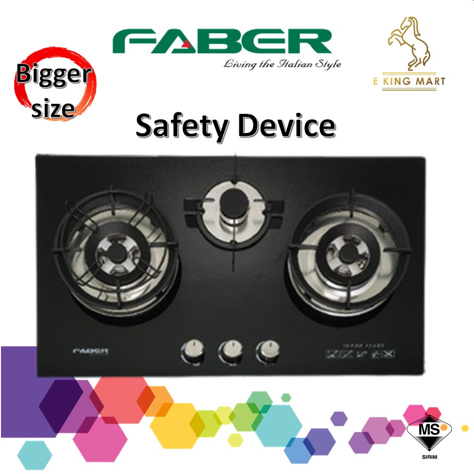 ELBA EGH-K8843G(BK) Built In Hobs / Faber Glass Hob FGH 573/90BK 3 ...