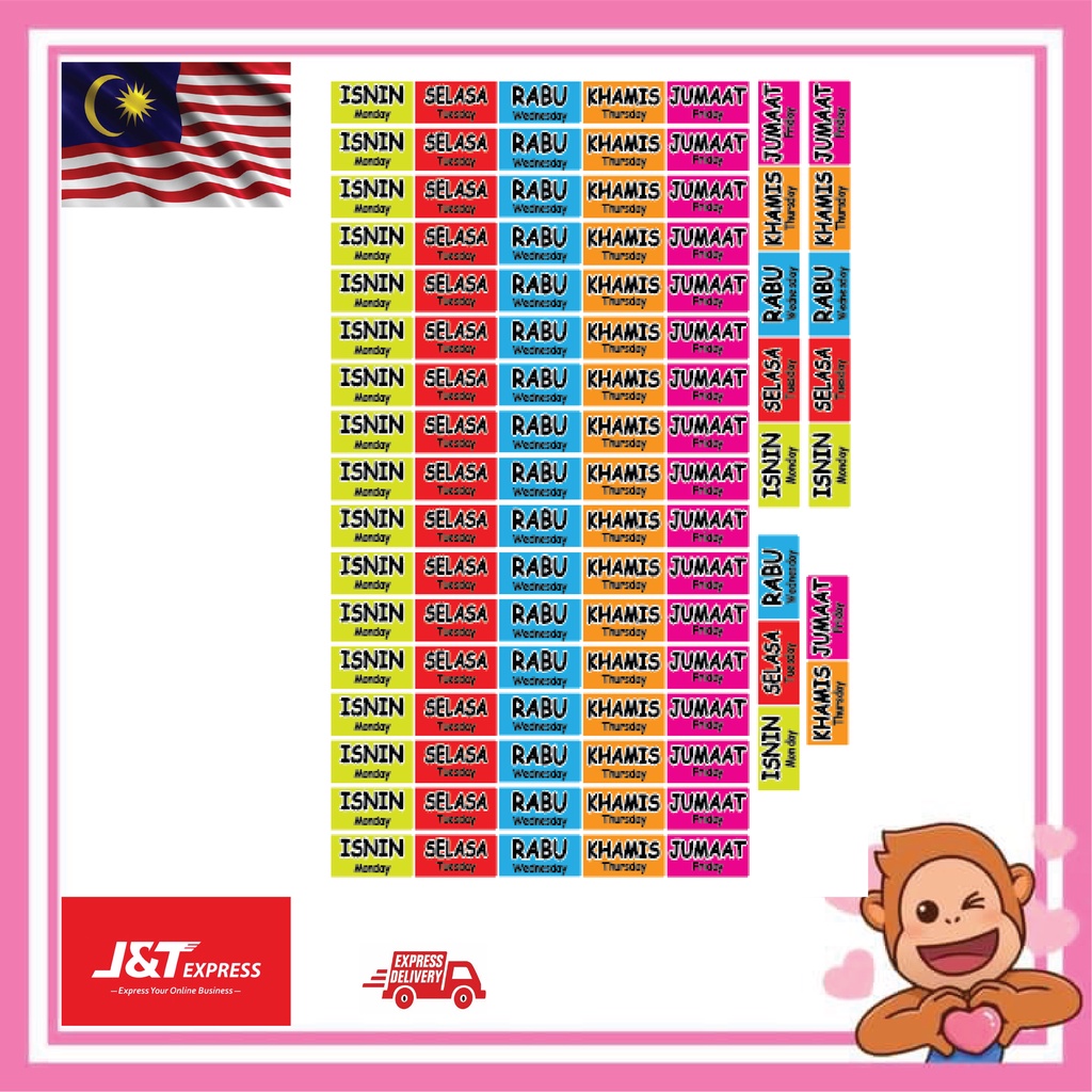 Sticker Label Hari (ISNIN-JUMAAT)(AHAD-KHAMIS) | Shopee Malaysia