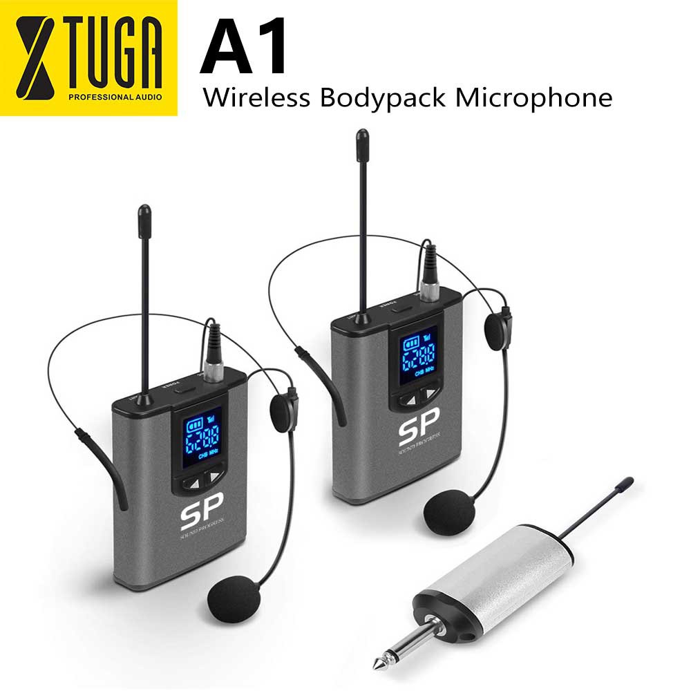 XTUGA A1 UHF Wireless Microphone Metal Portable Headset Lavalier Mic ...