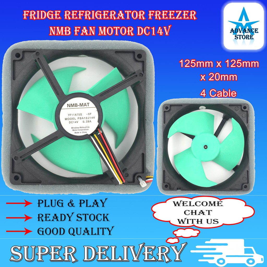 Fridge Refrigerator Freezer NMB-MAT 4 Wire DC Fan Motor DC14V 0.28A ...