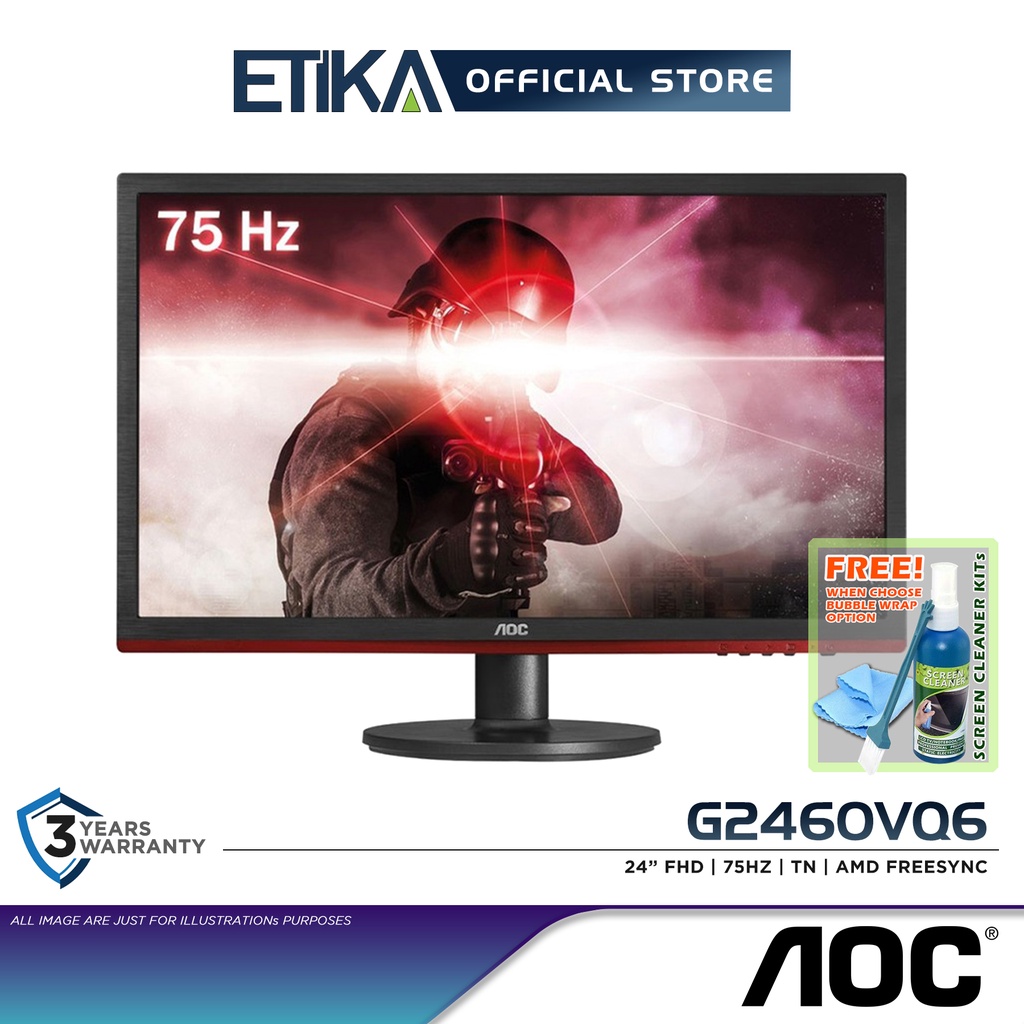 AOC G2460VQ6 | 24" TN FHD 75Hz FreeSync Gaming Monitor | Built-In ...