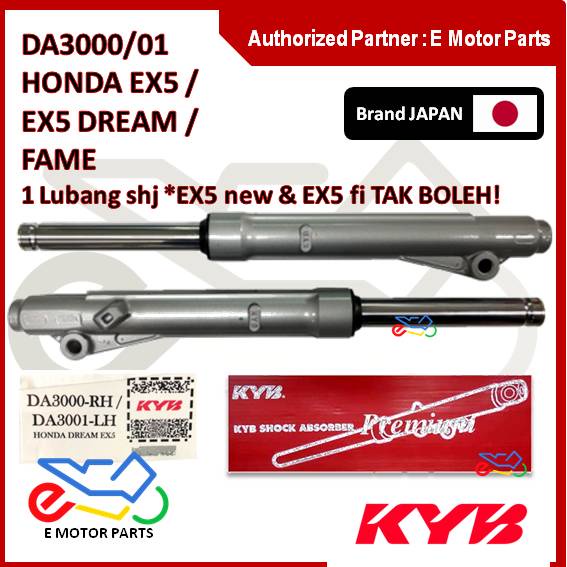 FRONT FORK SET EX5 DREAM FAME KYB STEERING DAMPER HONDA EX5 FORK DEPAN ABSORBER 100% ORIGINAL ...