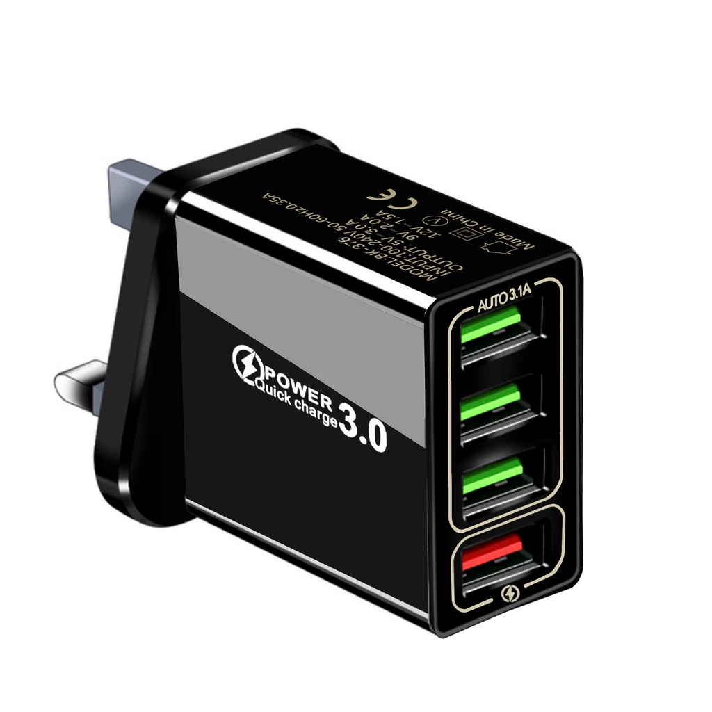 Quick Charge Hub QC 3.0 4 Port USB 30W Charger Adapter (Malaysia Head ...