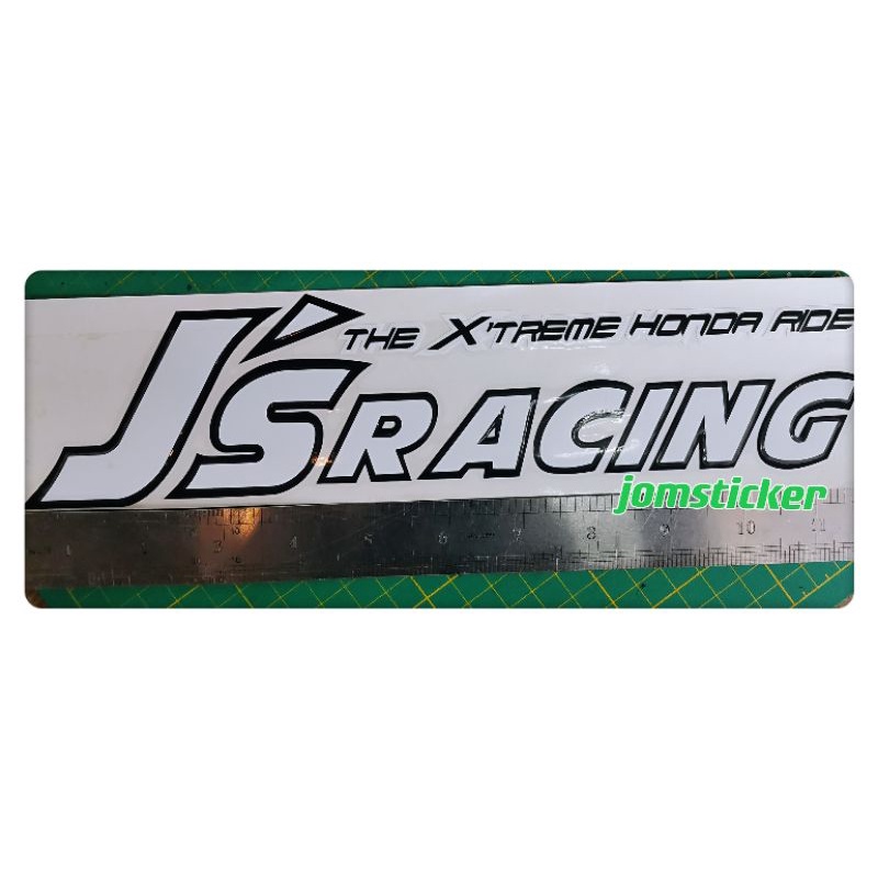 Sticker JS Racing (sticker cutting back ground hitam tulisan putih ...