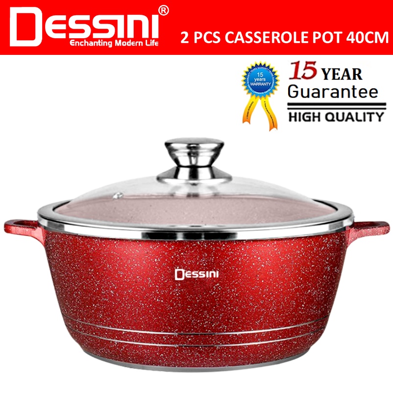 DESSINI ITALY Granite Die Cast Aluminium Non Stick Casserole Pot Bowl ...