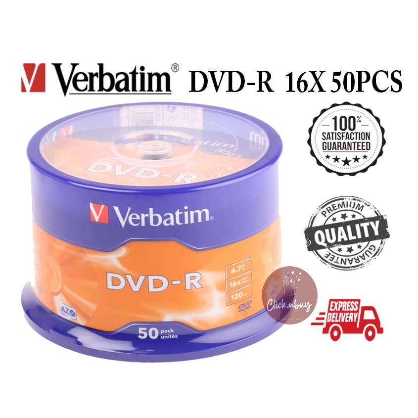 VERBATIM BLANK DISC DVD DVDR DVD-R 16X 4.7GB 120MIN 50PCS | Shopee Malaysia