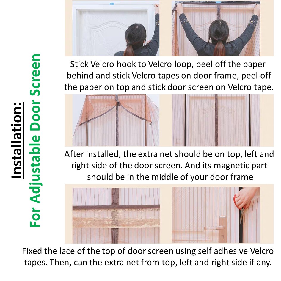 Anti Mosquito Net Tirai Kawat Nyamuk Anti Nyamuk Door Mesh 磁铁静音 防蚊门帘 门纱 ...