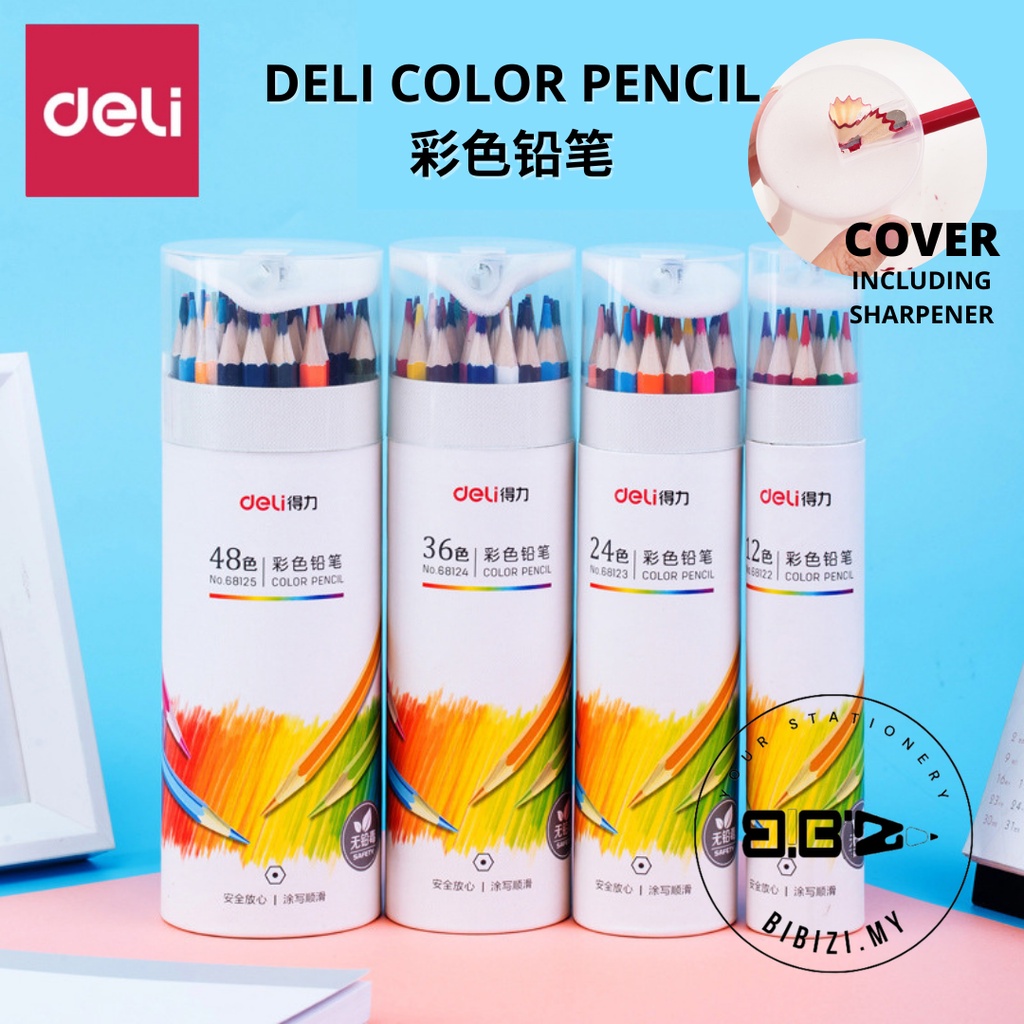 Deli Color Pencils Cover With Sharpener 12/24/36/48Colors Colour ...