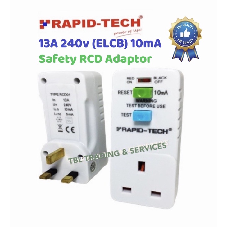 🔥Ready Stock🔥 13A 240v Safety RCD ELCB Adaptor Power Protection (10mA ...