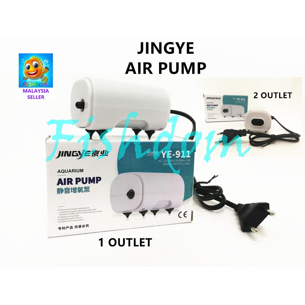 FISHDOM JINGYE YE-911 / YE-921 AIR PUMP OKSIGEN GAS OSYGEN AQUARIUM FISH TANK | Shopee Malaysia