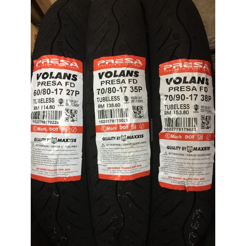 Maxxis Presa Volans FD 60/80-17 70/80-17 70/90-17 (Made in Indonesia 🇮🇩 ...