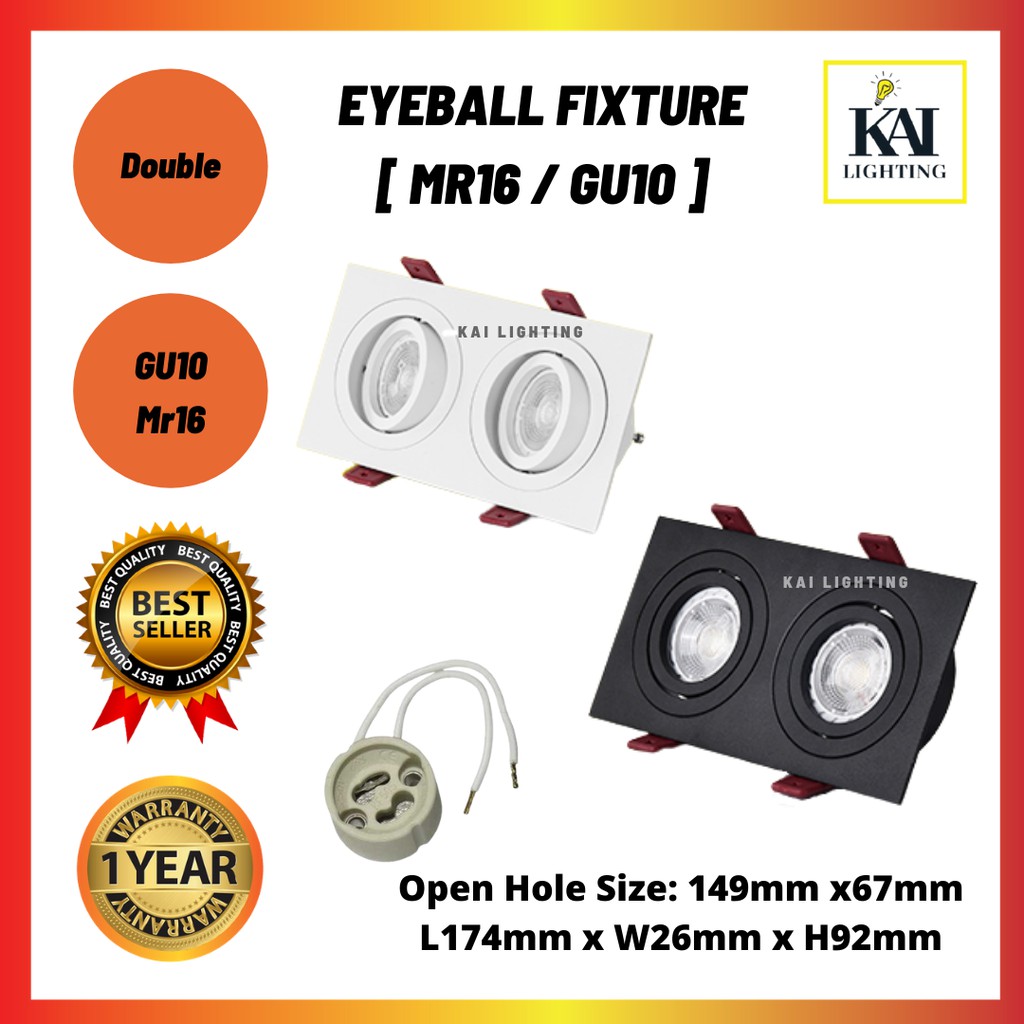 LED GU10 & MR16 Eyeball Fitting/Casing Black/White Downlight Casing ...
