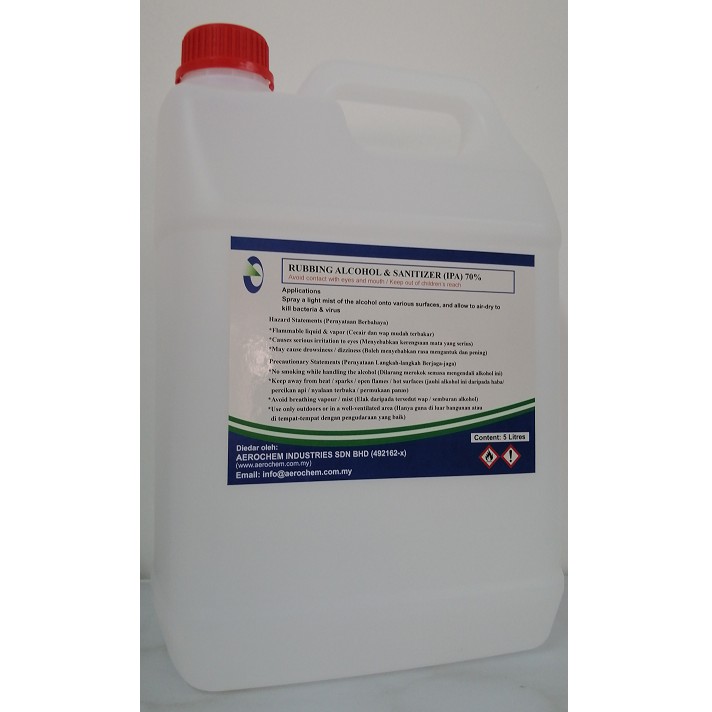 RUBBING ALCOHOL & SANITIZER IPA 70% ( 5000 ml/bottle ) | Shopee Malaysia