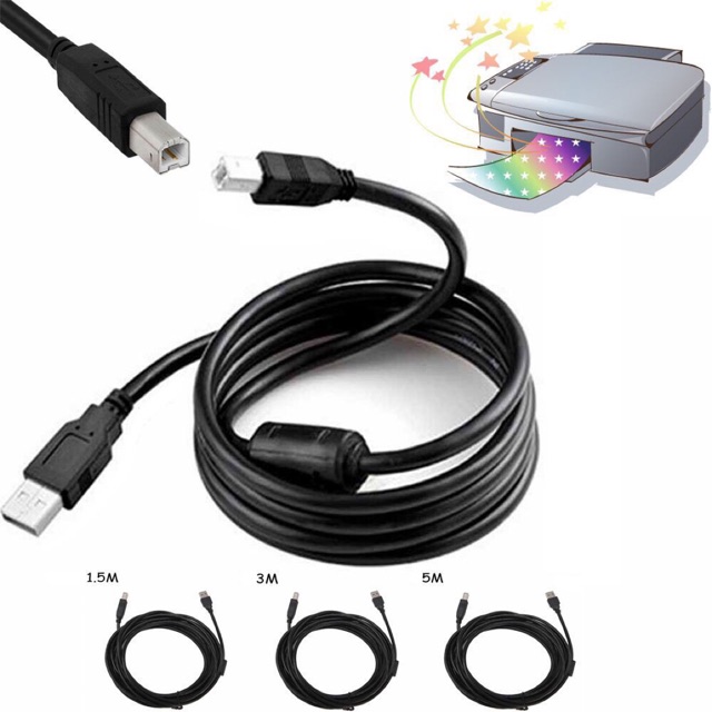 1.5M/3M/5M/10M Computer Scanner Wire USB 2.0 Type A Male To B Male ...